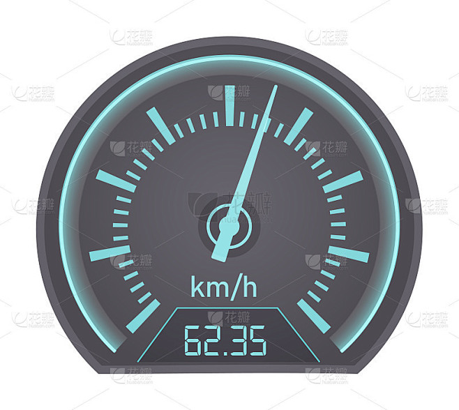 Racing speed counter isolated on white background