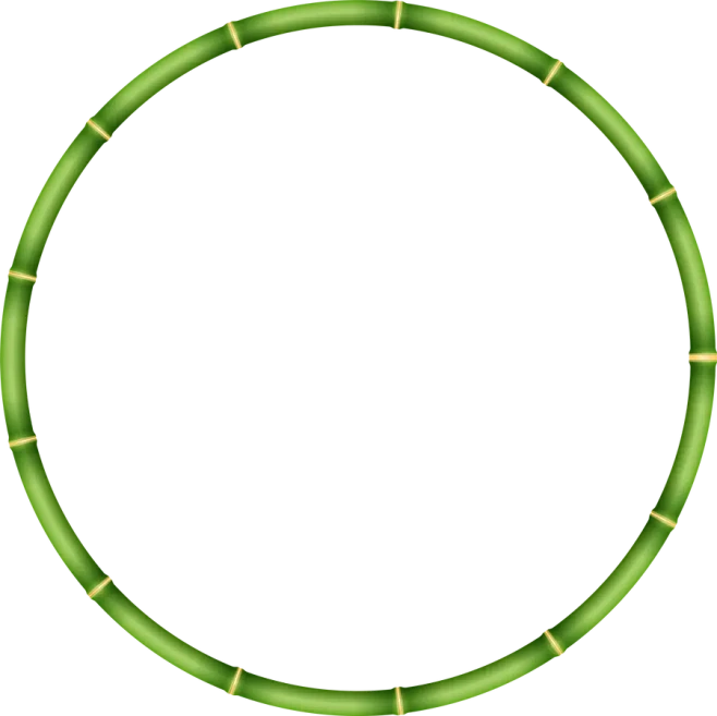 Green Bamboo Circle Frame PNG-花瓣网