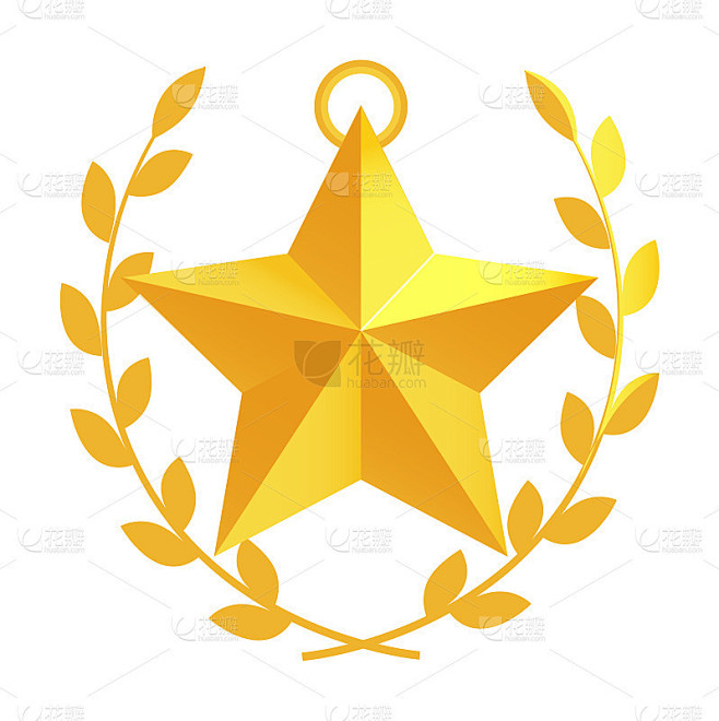 Golden champion star medallion isolated on white
