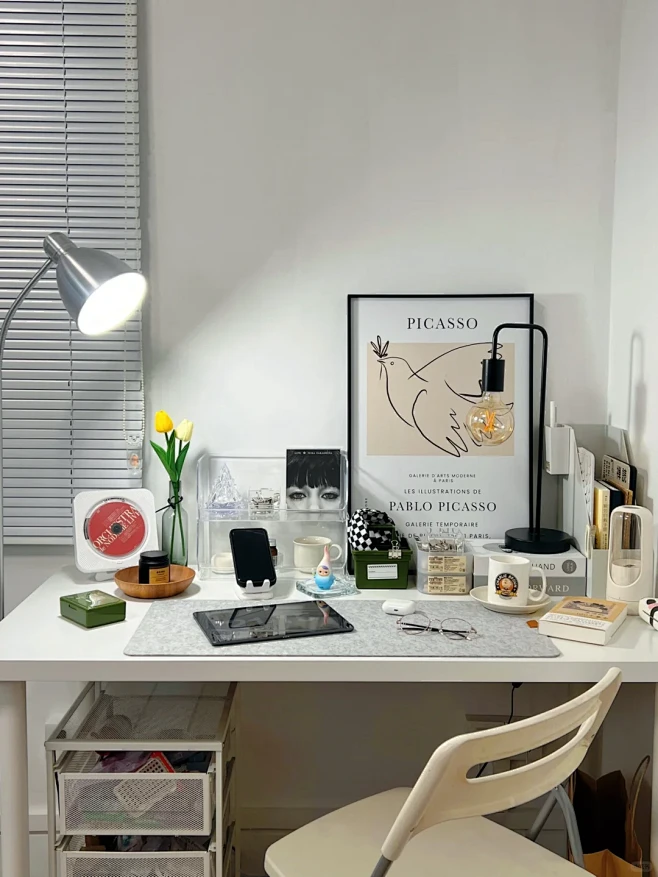 书桌改造第5周|白色原木ins风桌面布置2.0-花瓣网