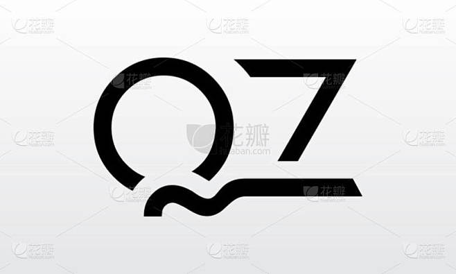 初始字母QZ标志设计与现代商业字体矢量模板。独创的QZ字母标识设计