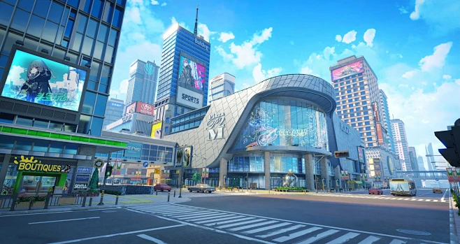 二次元城市 街道 city street-花瓣网