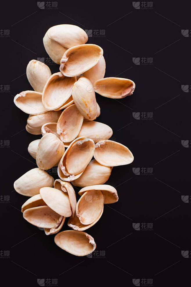 top view of nutshells from pistachios isolated on