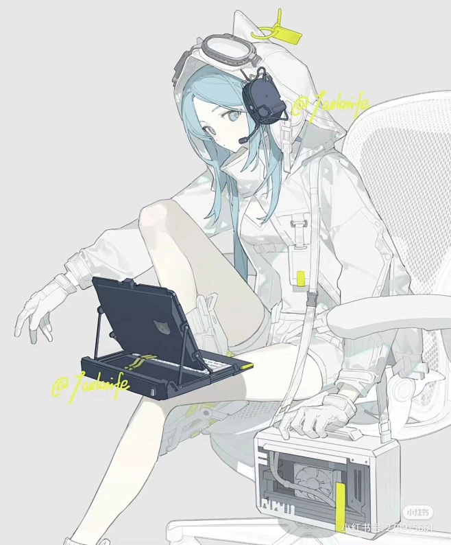 兜帽 机能风 电脑 护目镜 耳麦-花瓣网