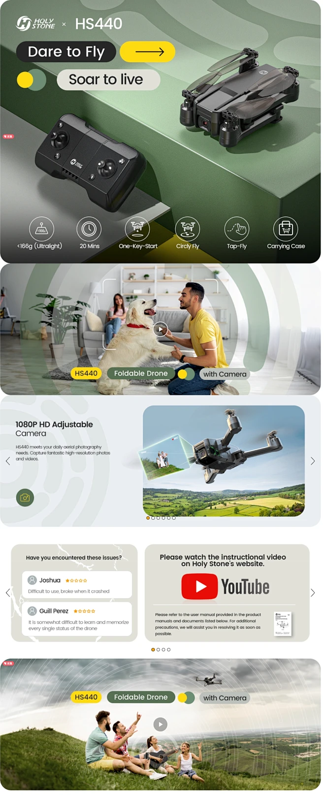 Amazon.com: Holy Stone HS440 Foldable FPV Drone with 1080P WiFi Camera ...