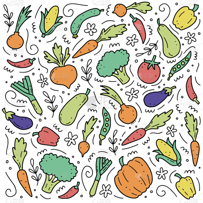 绘画插图,乱画,蔬菜,矢量,动物手,高雅,菜单,背景分离,西兰花,沙拉