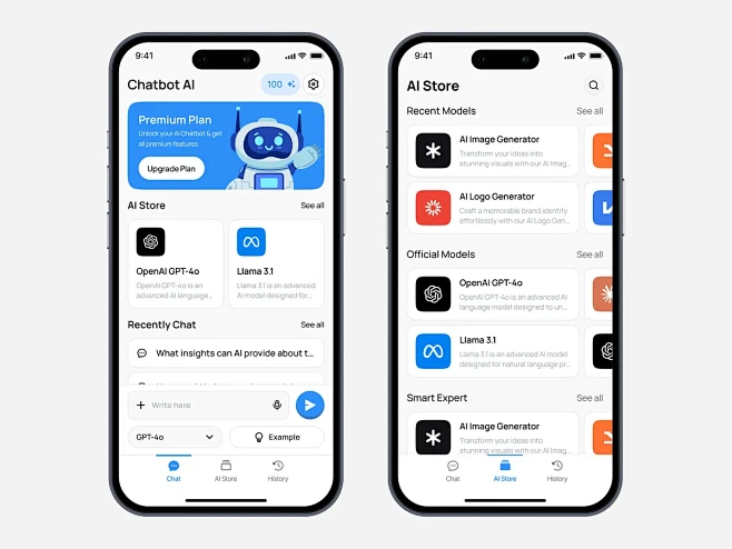 Chatbot AI Clean Ver. | Chat & AI Store Page app apps design mobile pop ...