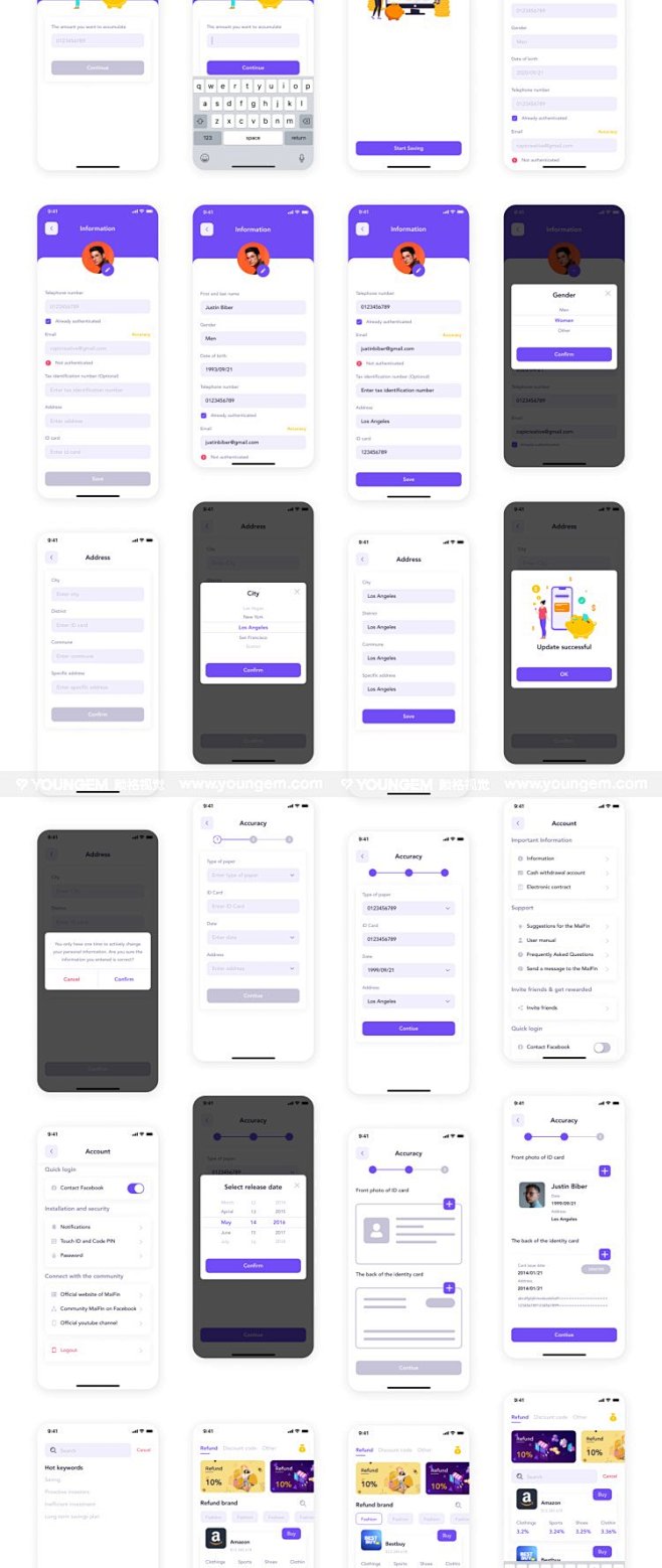 金融支付产品App界面设计_移动财务管理应用ui设计模板