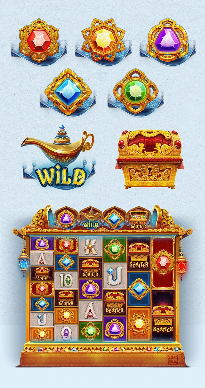 2dart casino digitalart Game Art Game symbols Prop Design slot-花瓣网