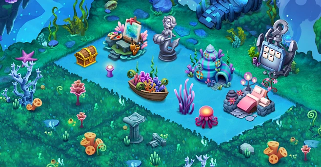 The whole underwater scene. I created the assets here and gave ...