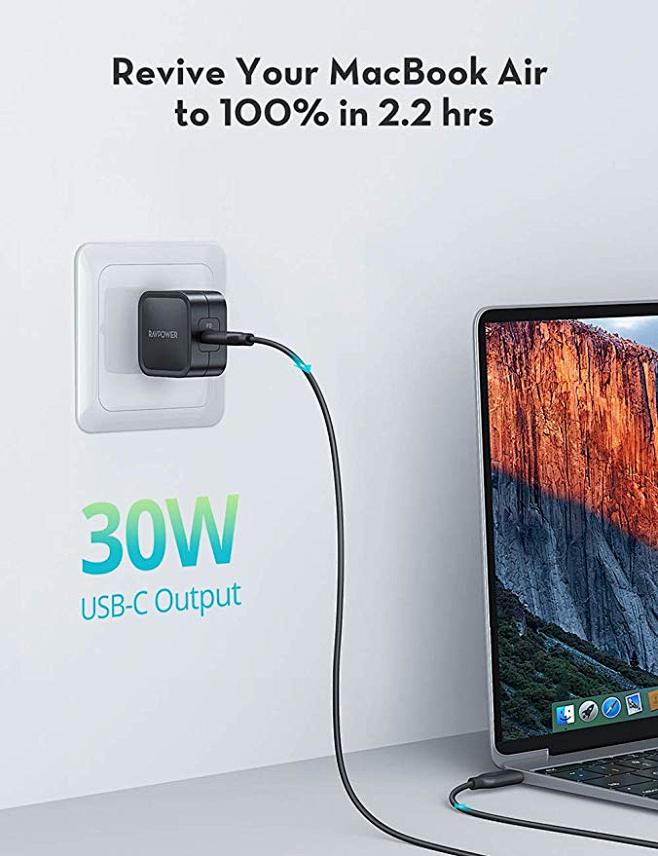 Amazon.com: USB C Wall Charger, RAVPower 30W PD 3.0 [GaN Tech] Type-C ...