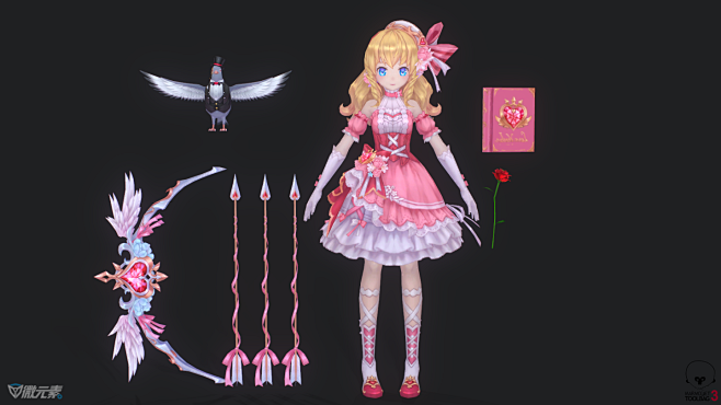 AK-Venus 维纳斯 弓箭手 美女-独立角色-微元素 - Element3ds.com!