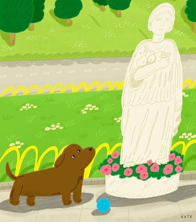 [灵感插画分享】：治愈(Kate Yoon) - 小红书-花瓣网