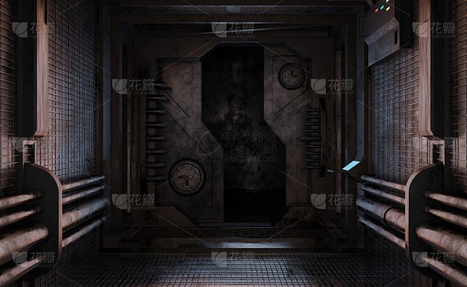 3d科幻门的门内部