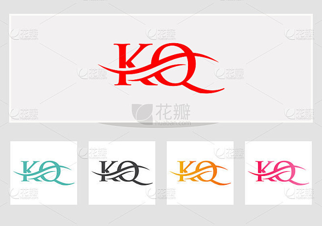 Swoosh字母KQ标志设计的商业和公司身份。水波KQ标志与现代时尚