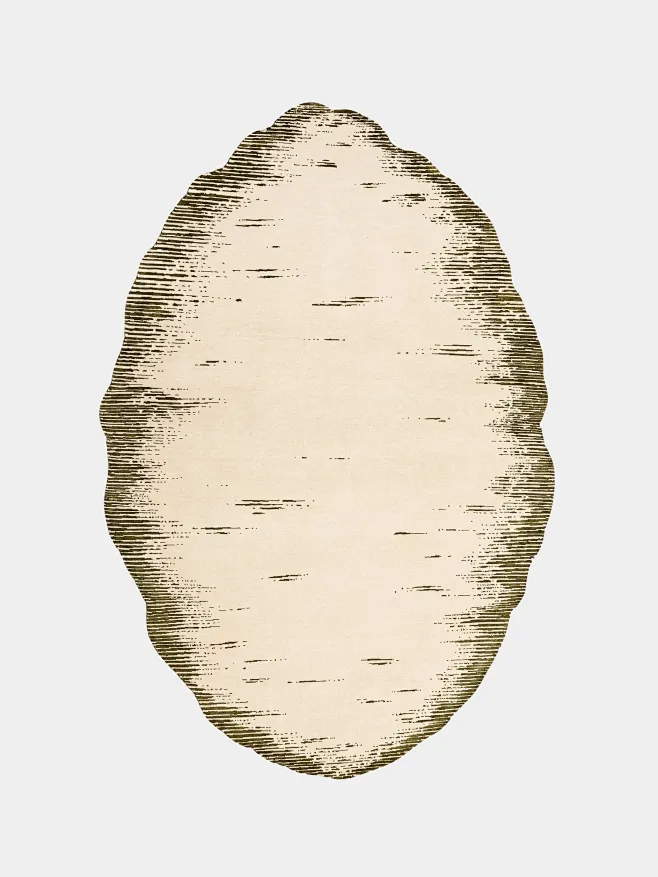 This may contain: an oval shaped piece of wood with lines drawn on the ...