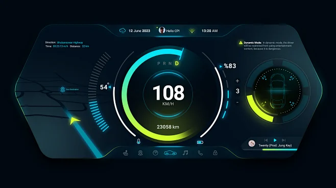 Futuristic EV Car Instrumental Cluster UX/UI Design on Behance-花瓣网