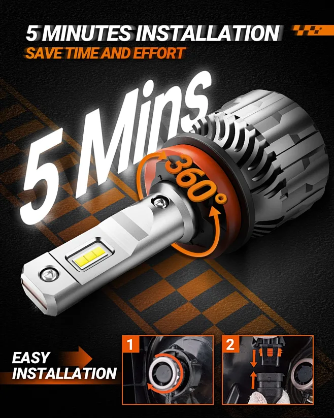 Amazon.com: SEALIGHT H11/H9/H8 9005/HB3 LED Bulbs Combo, 44000 Lumen 600% Brightness 6500K Cool ...