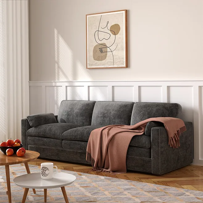 Furologee 89 inch 3-Seater Fixed Chenille Sofa Modern Living Room Couch ...