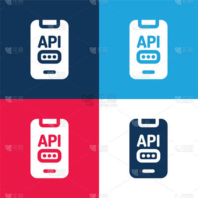 Api Blue and red four color minimum icon set