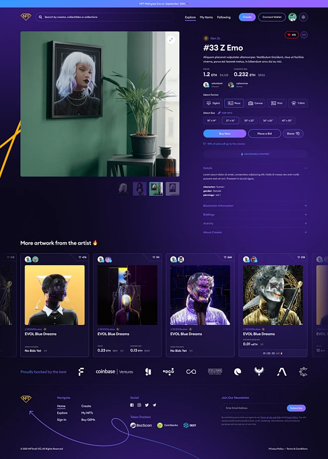 NFT Mall Web Design (Light and Dark)-花瓣网