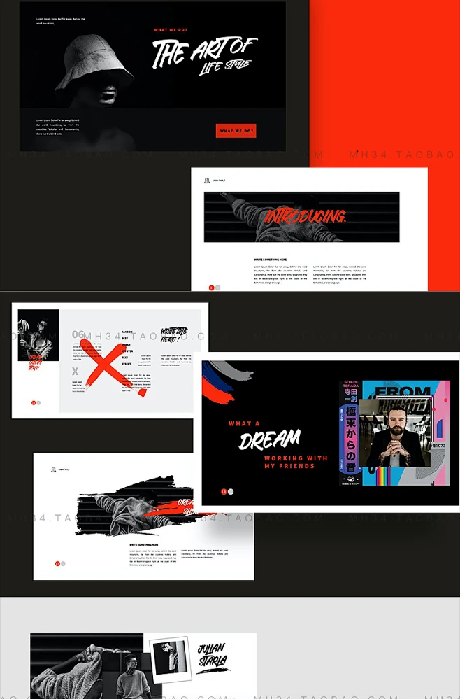 【PPT-1427】Hypester 欧美艺术潮牌个性鞋包服饰赛博朋克PPT模板-淘宝网-花瓣网