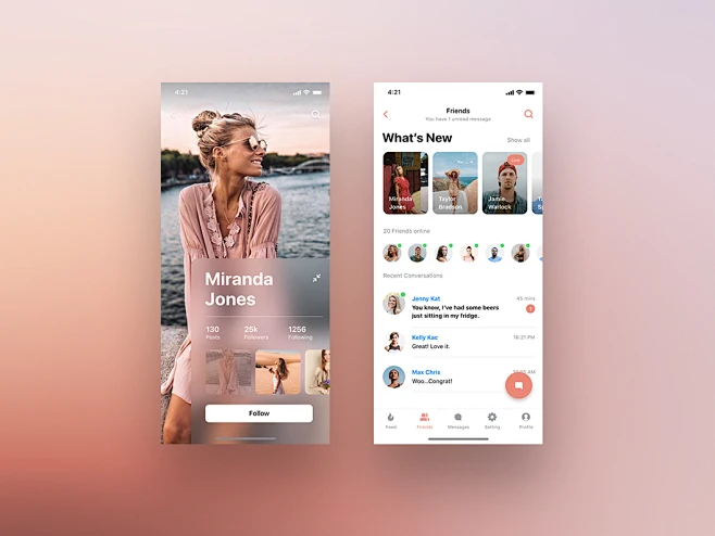 Trendy Social Networking Mobile iOS App UI Design app design mobile app ...