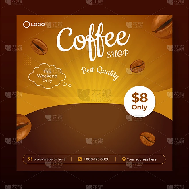 Coffee shop social media promotion template素材-花瓣网