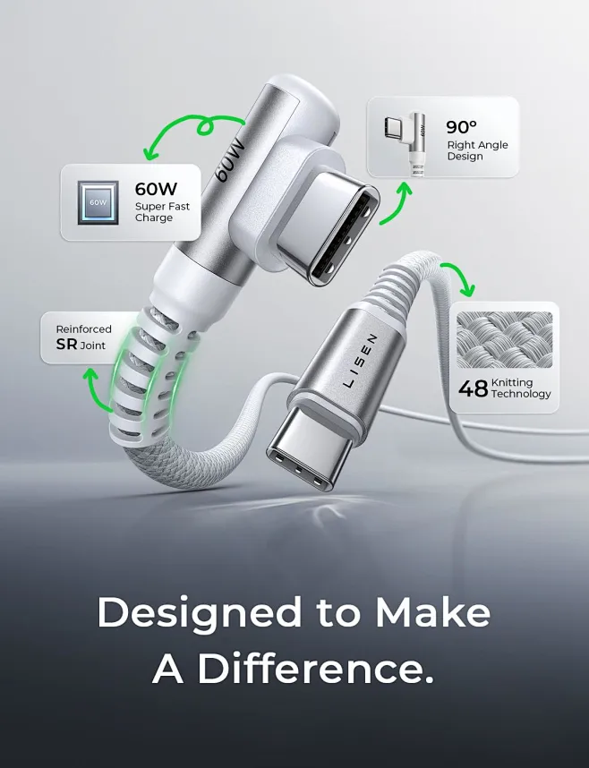 Amazon.com: LISEN USBC to USBC Cable [60W 2-Pack, 6.6FT] USB C Charger ...