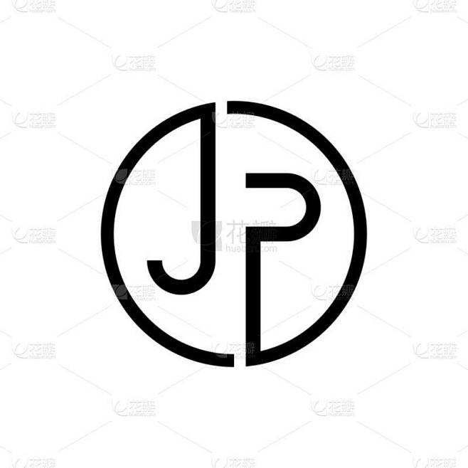 创意字母JP标志设计向量模板.首页圆形字母JP标志设计
