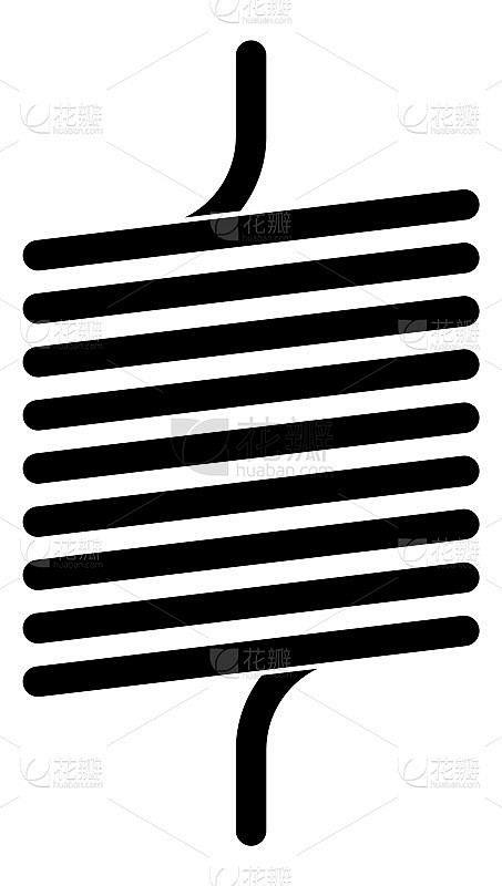 扭力弹簧图标。扭转金属线圈在黑色线风格