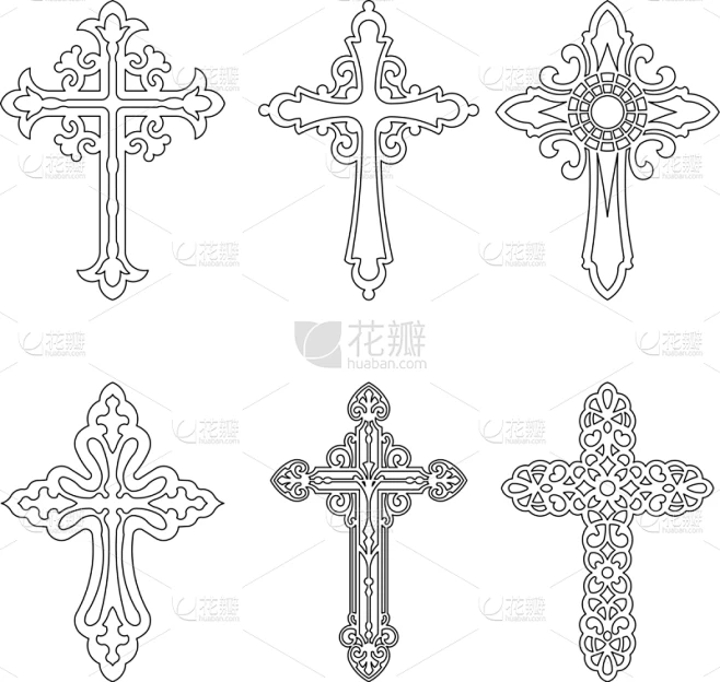 图像,十字形,华丽的,复活节,耶稣十字架,矢量,收集,剪影素材-花瓣网