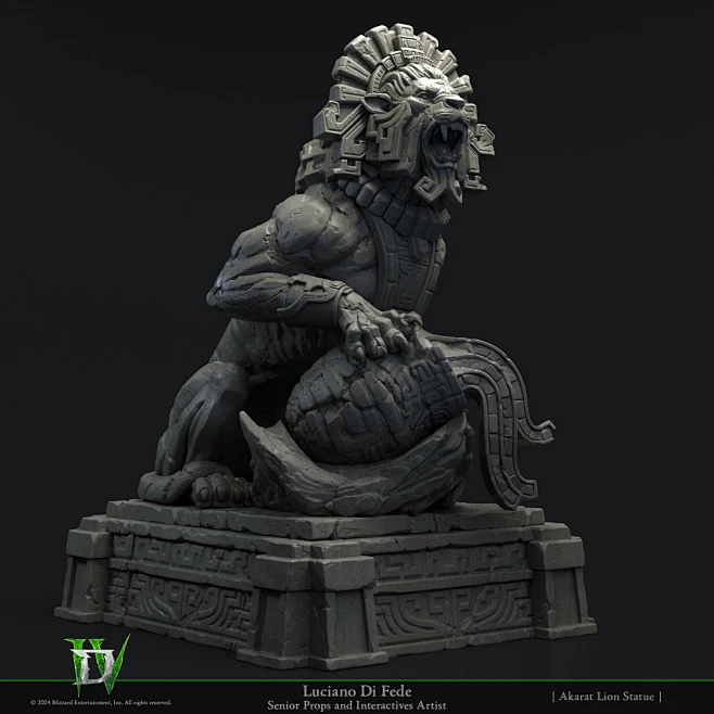 Diablo IV - Vessel Of Hatred | Akarat Lion Form - Statue Asset-花瓣网