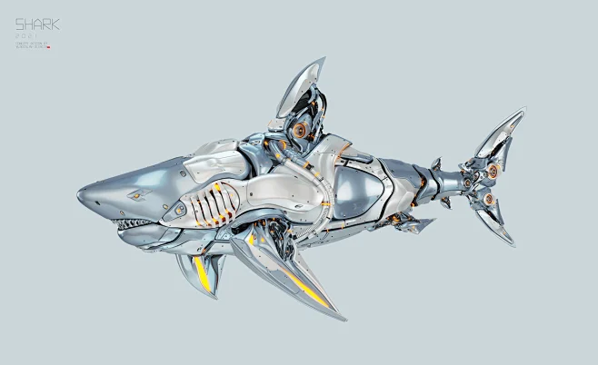 Aggressive Dangerous fish Ocean robot robotic sci-fi shark underwater ...