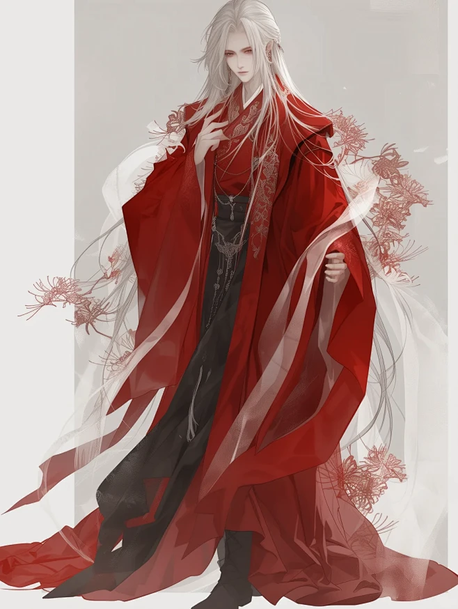 红衣白发古风男立绘 - 小红书-花瓣网