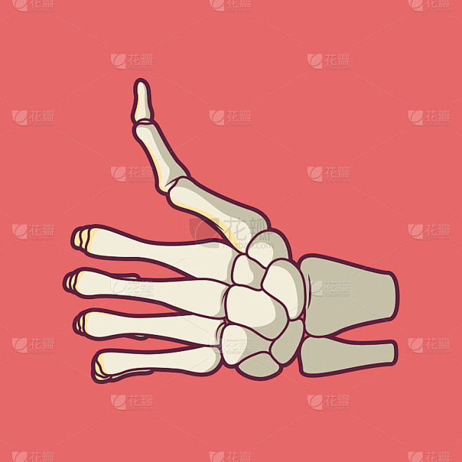 Skeleton hand cool sign vector illustration.