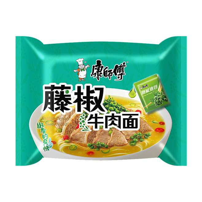 康师傅经典五连包藤椒牛肉面（包）