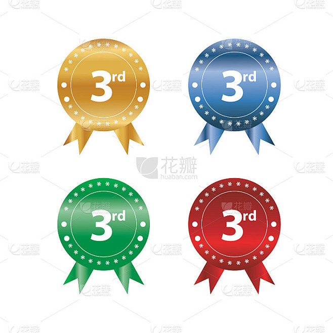 Third position metallic sticker. Shiny badge for s