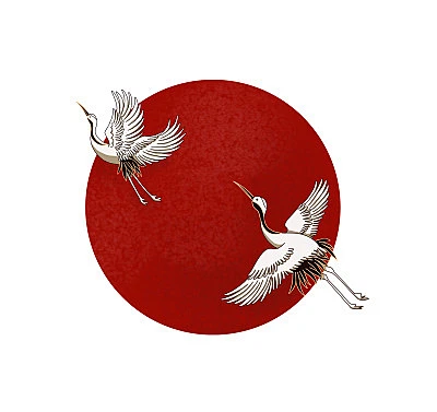 仙鹤红日图创意图片素材 - Shijue Select RF-花瓣网