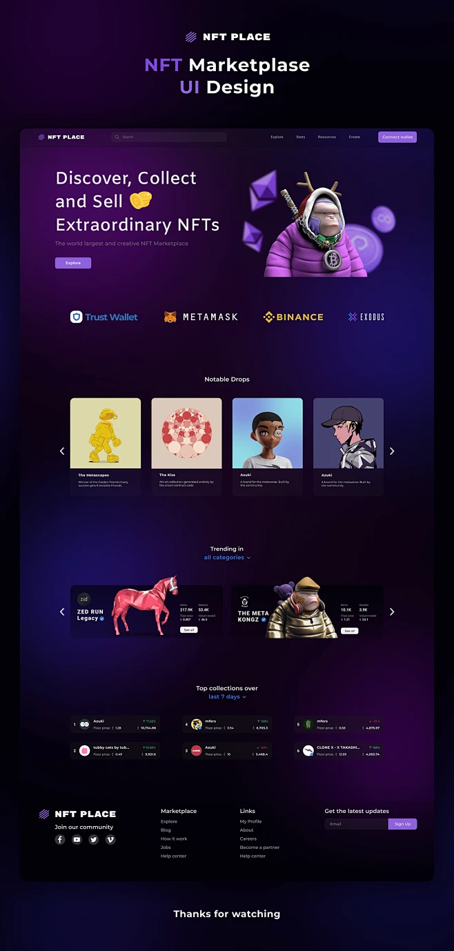 crypto Figma landing page Marketplace nft UI ui design UI/UX Web Design Website Design-花瓣网