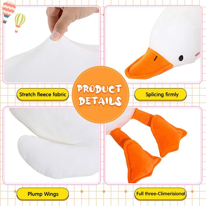 Amazon.com: 33.5 Inch Giant White Duck Stuffed Animal Big Duck Plush ...