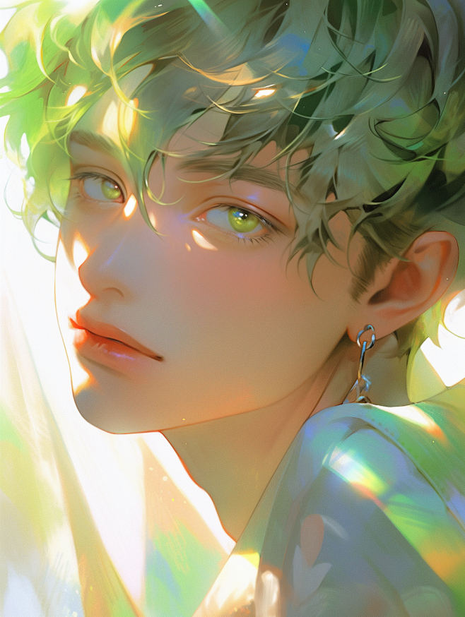 tingfeng2_Melancholy_and_quiet_boy_INFJ_personality_green_hair ...