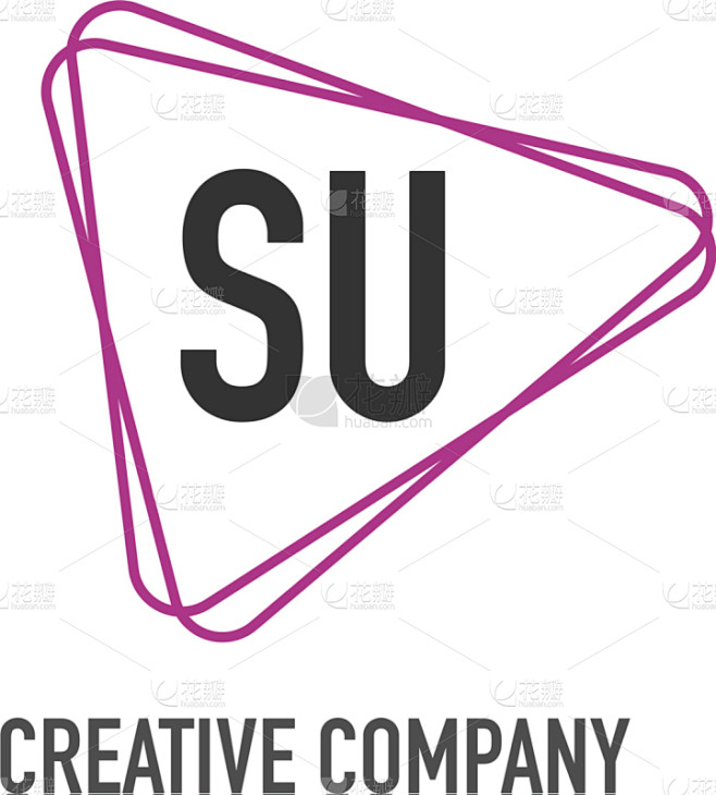 initial letter su triangle design logo concept