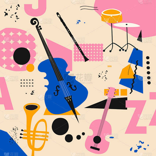 Colorful music poster show, jazz music festival
