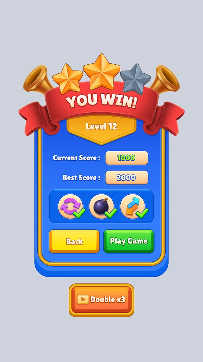 Casual Game Victory Screen-花瓣网