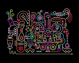 卡通手绘线条霓虹灯-花瓣网