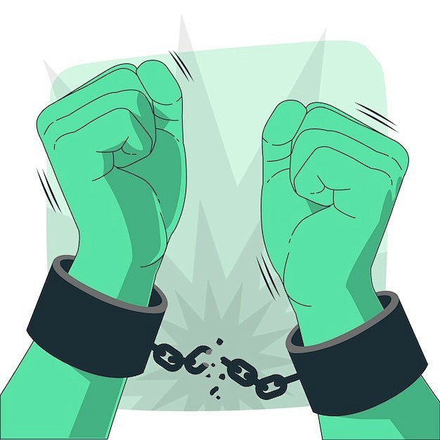 挣脱绞索摆脱束缚概念插画矢量图设计素材