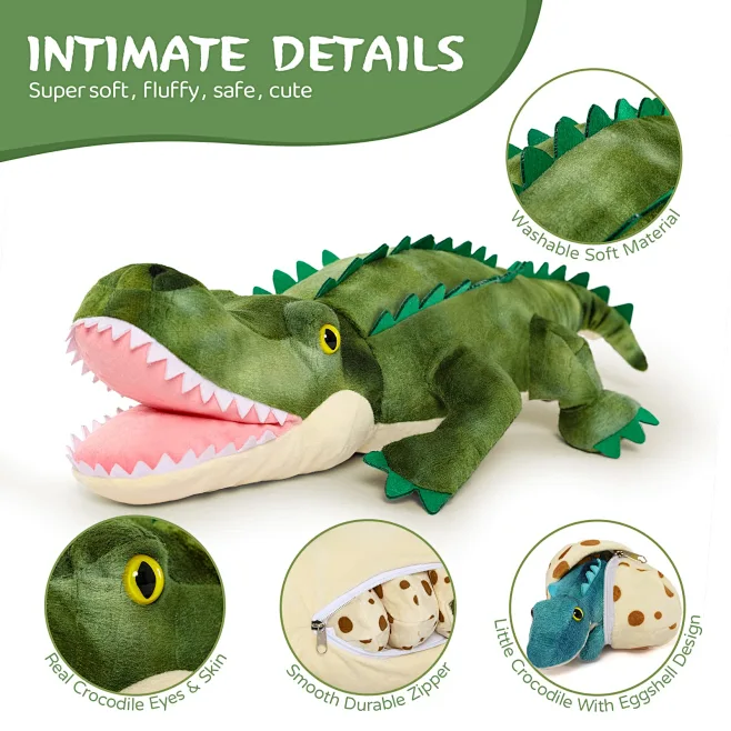 Amazon.com: MorisMos Plush Alligator Stuffed Animal-23.6'' Mommy ...