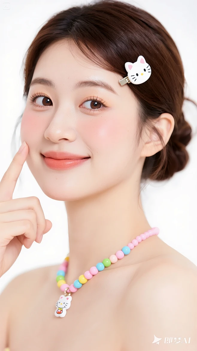 jimeng-2025-05-02-937-一张高分辨率的彩色照片，拍摄对象是一位年轻的东亚女性，半身照，完整的头部，完整的肩膀。她肤色白皙 ...