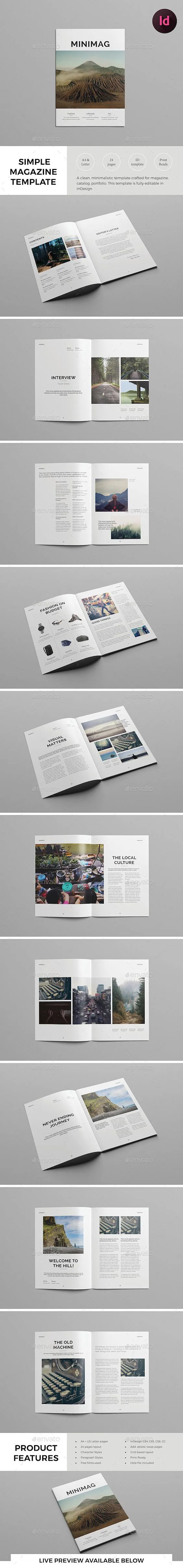 Simple Magazine Template InDesign INDD. Download here: http ...